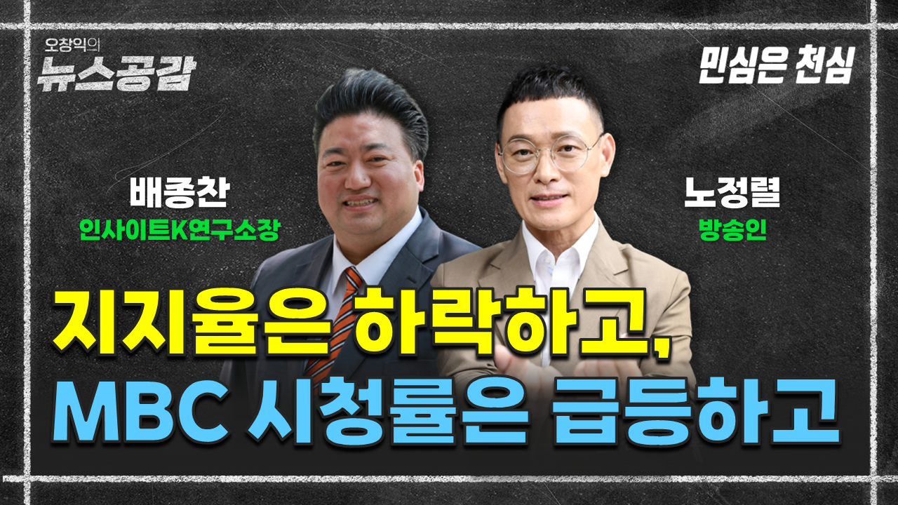 cpbc News : [오창익의 뉴스공감-배종찬&노정렬] 尹 지지율은 하락하고, MBC 시청률을 급등하고